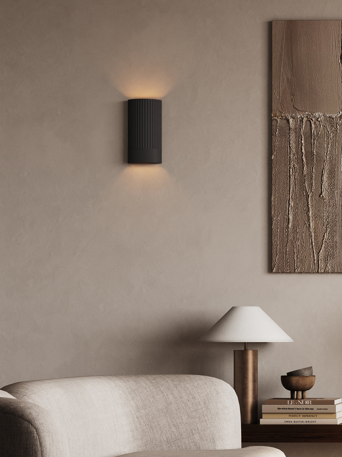 Nitara - chocolate ribbed concrete wall light