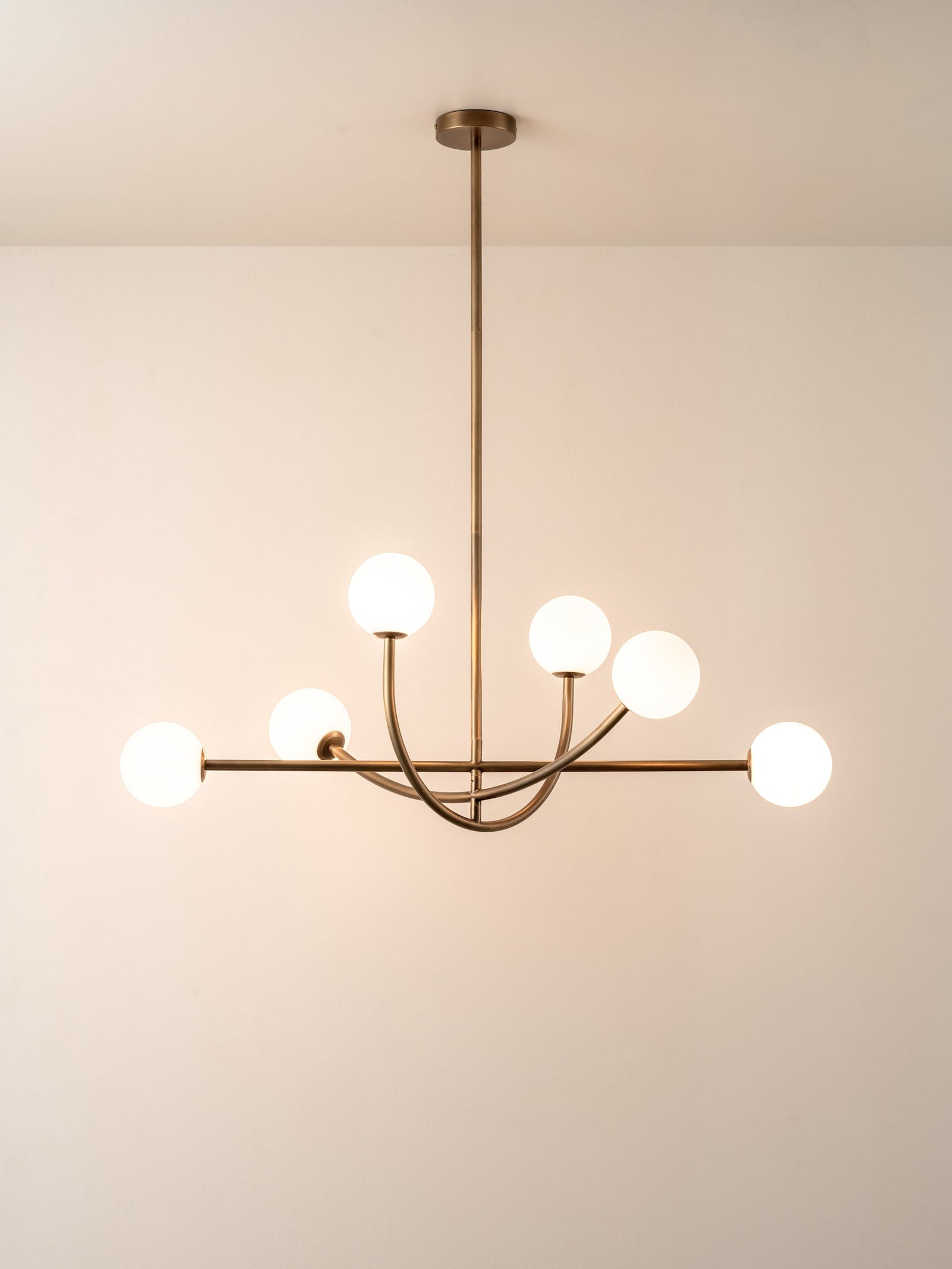 Perry - 6 light aged brass and opal pendant