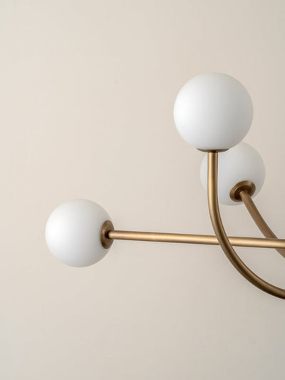 Perry - 6 light aged brass and opal pendant