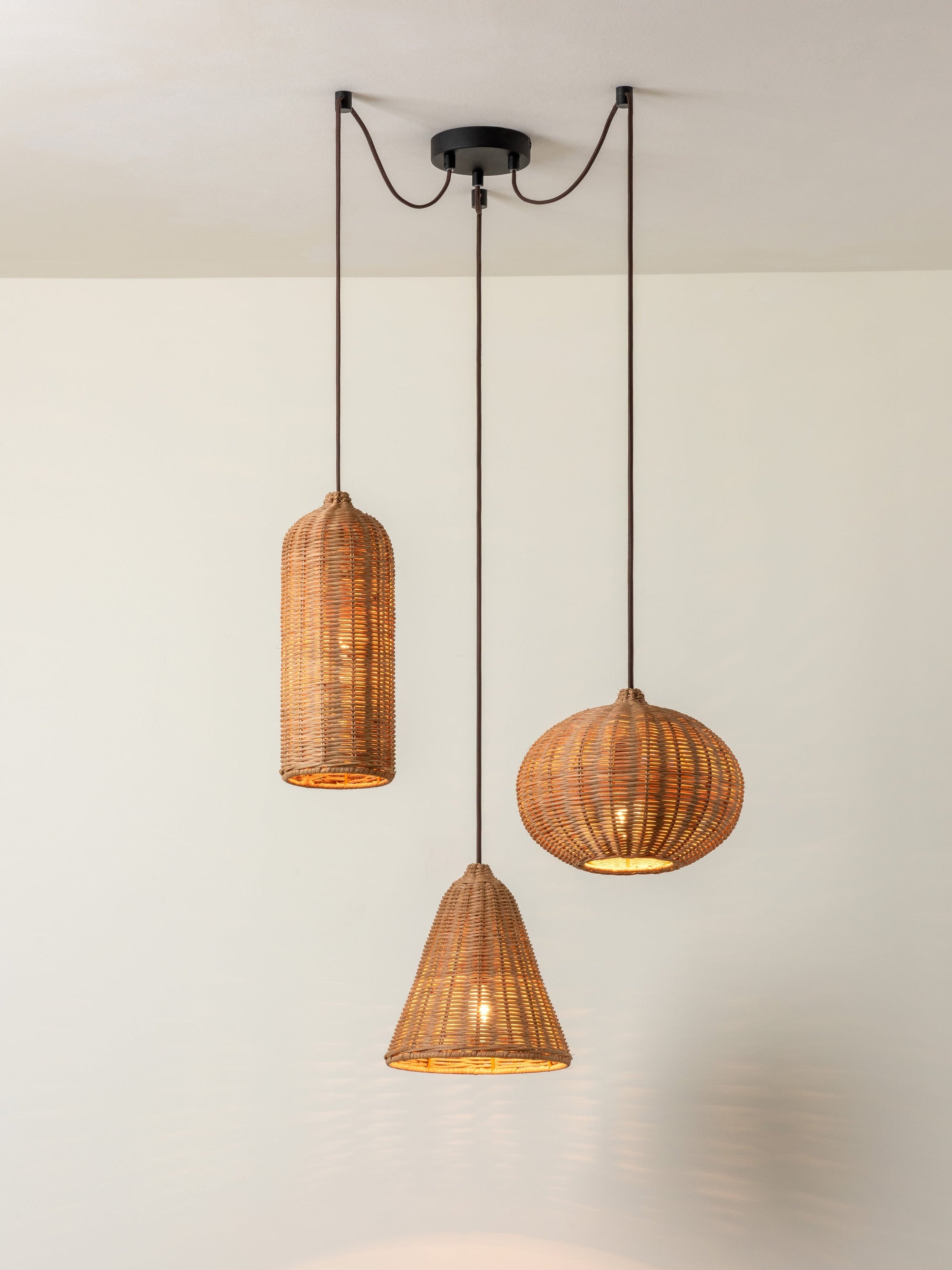 Aditi - 3 light rattan pendant